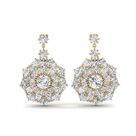 Buy 25 Carat Round Cut Diamond 14ct Yellow Gold Womens Earring