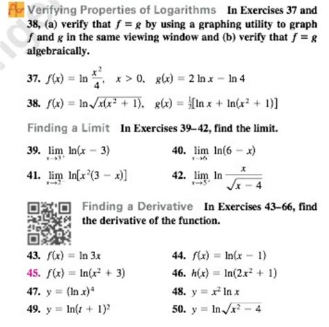 Solved Verifying Properties Of Logarithms In Exercises Chegg