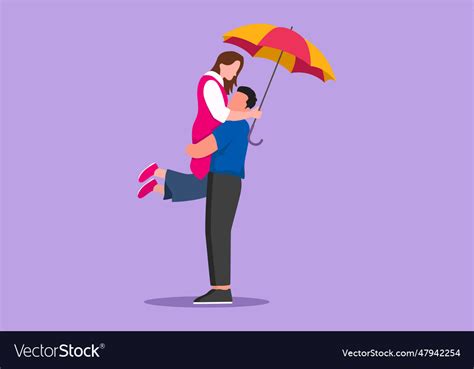Graphic Flat Design Drawing Cheerful Couple In Vector Image