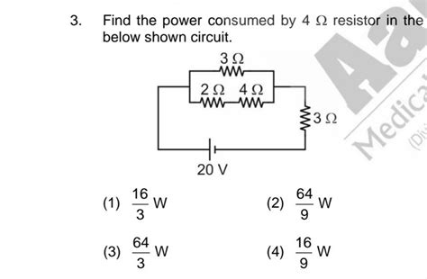 Find The Power Consumed By 4Ω Resistor In The Below Shown Circuit Filo