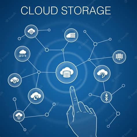Premium Vector Cloud Storage Concept Blue Background Cloud Backup Data Center Hybrid Storage