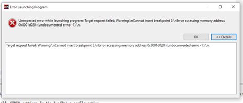 time out error after launching the debug configuration in sdk