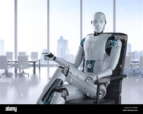 Automation Worker Concept With 3d Rendering Robot Working In Office