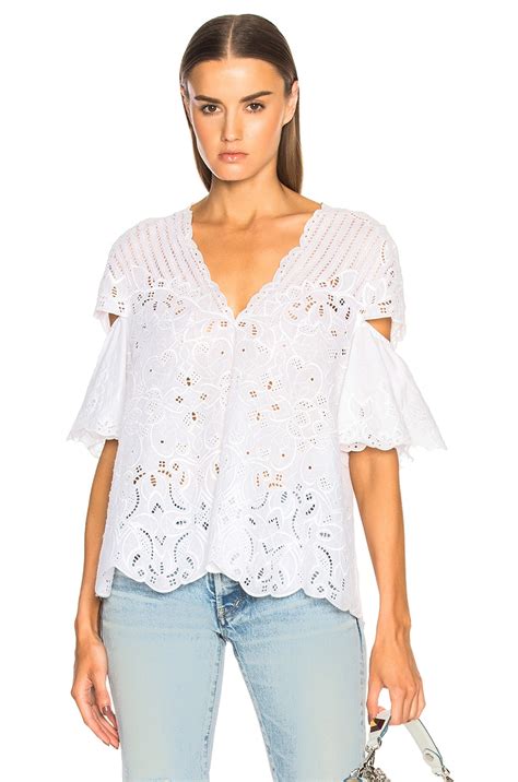 SIMKHAI Scallop V Neck Top In White FWRD