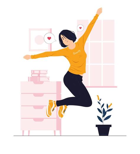 Happy Girl A Woman Jumping With Joy Concept Illustrations 4652931