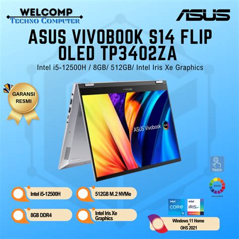 Jual Laptop Asus Vivobook S14 Flip Oled Tp3402za I5 12500h 8gb 512gb