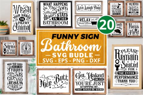 Funny Sign Bathroom Svg Bundle Graphic By Regulrcrative · Creative Fabrica
