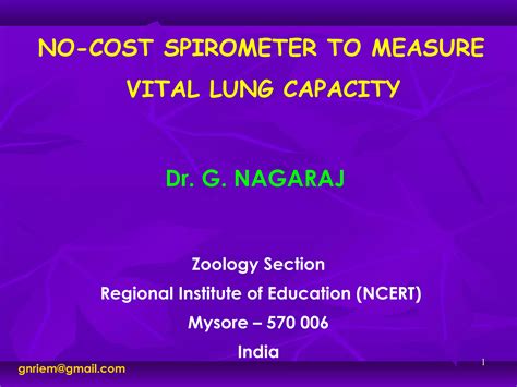 No Cost Spirometer To Measure Vital Lung Capacity Dr G Nagaraj Ppt