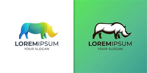 다채로운 코뿔소 로고 디자인 영감 프리미엄 벡터