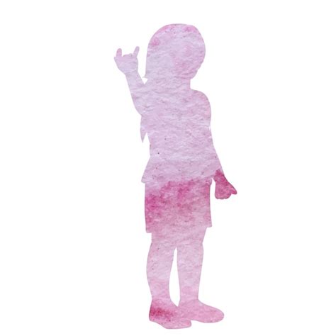 Vector Sobre Fondo Blanco Rosa Acuarela Silueta Niño Niña Vector Premium