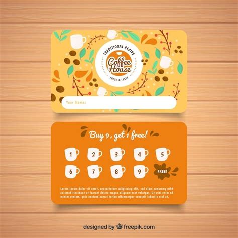 Template Kartu Loyalitas Kedai Kopi Vektor