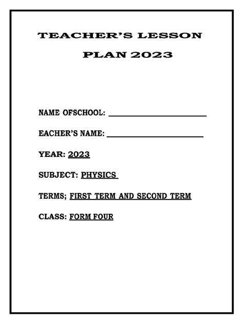 Physics Form 4 Lesson Plan Pdf