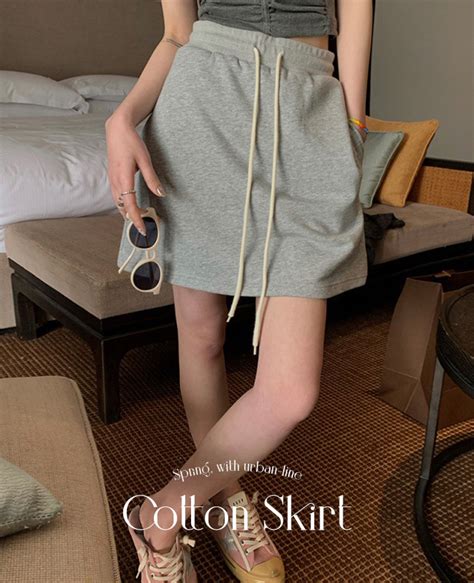 어반라인 스프링 밴딩 면 트레이닝 미니 스커트 2color