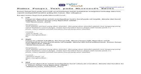 Pdf Rumus Fungsi Text Pada Microsoft Excel Dokumentips