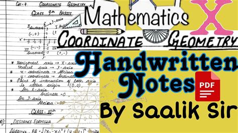 Coordinate Geometry Handwritten Notes Pdf Class 10th Maths Chapter 7