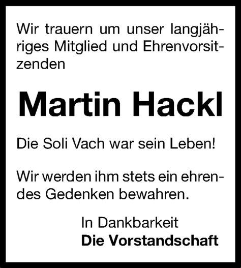 Traueranzeigen Von Martin Hackl Trauernnde