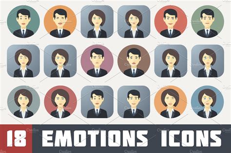 Emotions Icons Set Icons ~ Creative Market