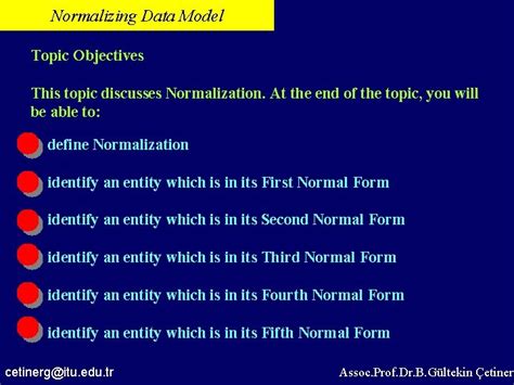 First Normal Form Second Normal Form Third Normal