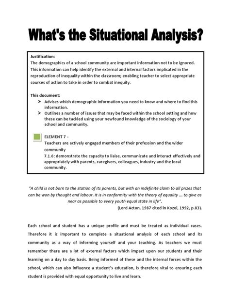 Situational Analysis Pdf Community Teachers