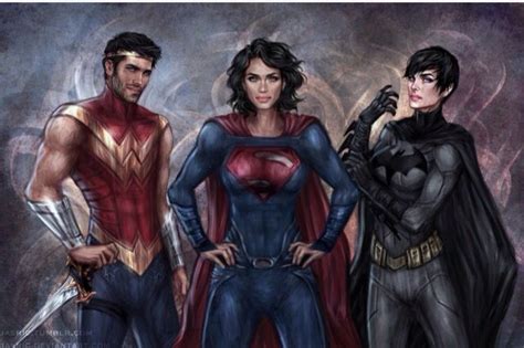 Gender Bend Superman Batman And Wonderwoman Dc Trinity Superhero