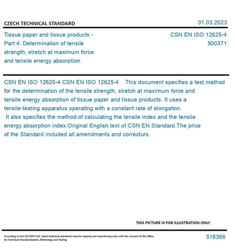 CSN EN ISO Tissue Paper And Tissue Products Part Determination Of Tensile