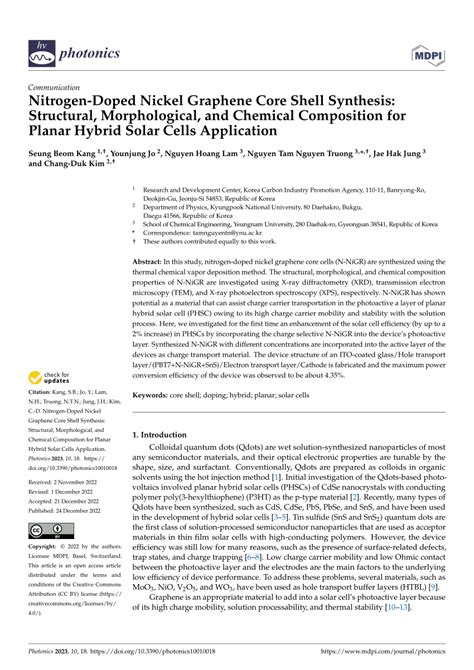Pdf Nitrogen Doped Nickel Graphene Core Shell Synthesis Structural Morphological And