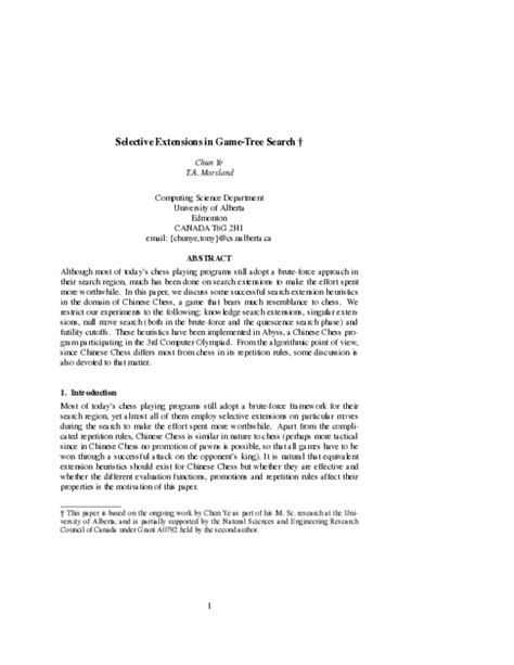 Pdf Selective Extensions In Game Tree Search