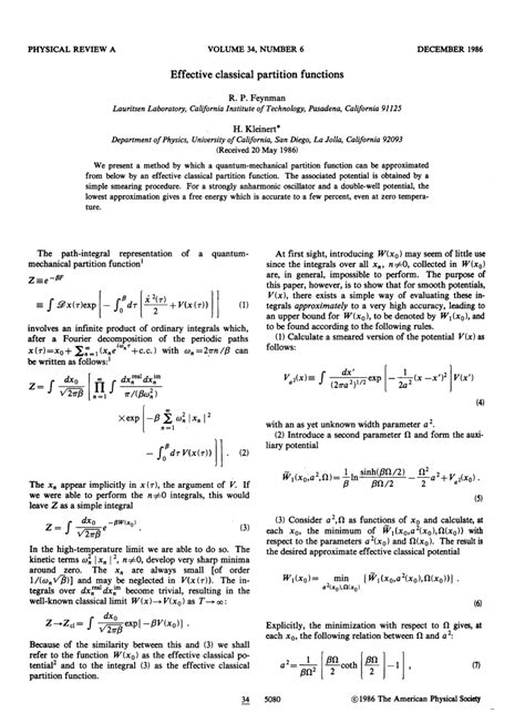 pdf effective classical partition functions