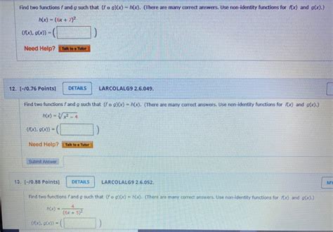 Solved Find Two Functions F And G Such That Fog X H X