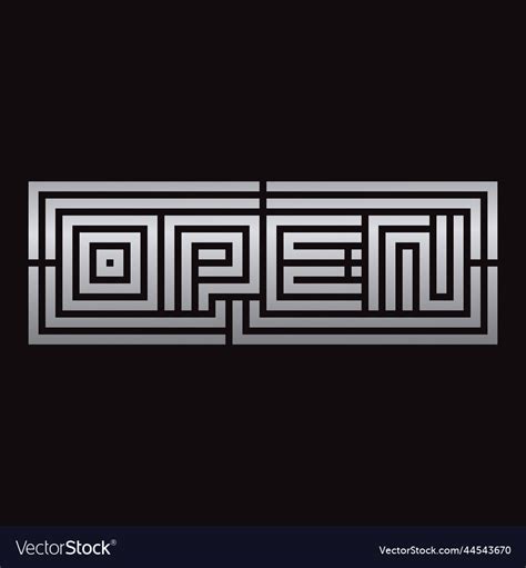 Open Lettering Maze Typography Design Royalty Free Vector