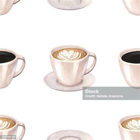 수채화 무늬 커피 라떼 거품이 있는 카푸치노 하트로 장식 손으로 그린 그림은 흰색 배경에 분리되어 있습니다 완벽한 음식 메뉴 카페 개념 레스토랑 요소 Robusta