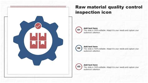 Raw Material Quality Control Inspection Icon PPT Presentation