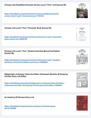 Chinese Link Intermediate Chinese Level 2part 1 2nd Edition Suemei Wu Pdf