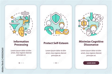 Explanations Of Confirmation Bias Onboarding Mobile App Screen Walkthrough 3 Steps Editable