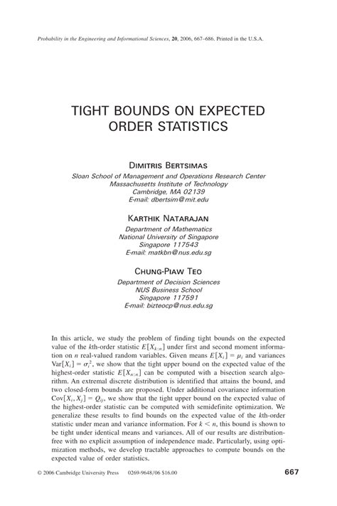 PDF Tight Bounds On Expected Order Statistics