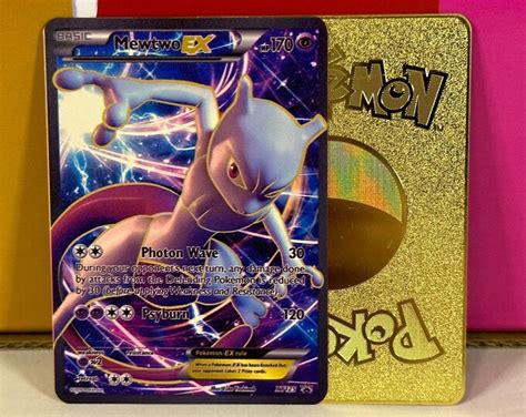 Mewtwo EX XY125 Gold Metal Pokemon Card Etsy