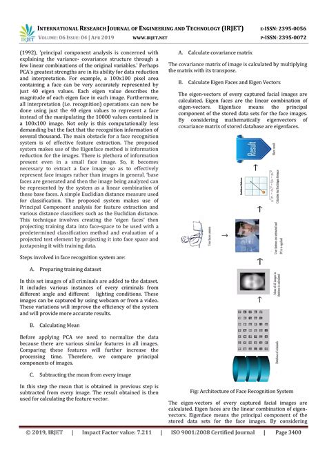 Irjet Face Recognition Of Criminals For Security Using Principal Component Analysis Pdf