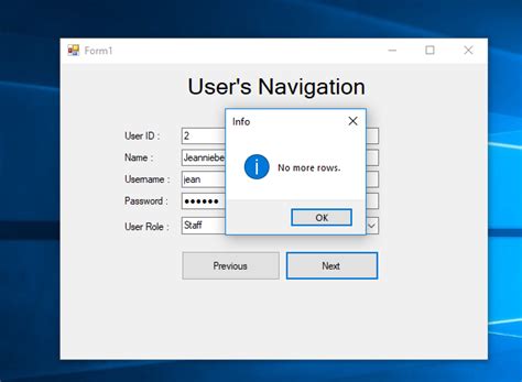 User Navigation In C Next And Previous Buttons Sourcecodester