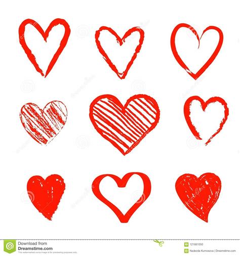 Corazones Del Vector Fijados Mano Drenada Stock de ilustración Ilustración de decorativo