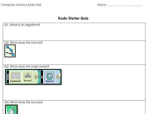 Kodu Games Design Lesson Worksheets Teaching Resources