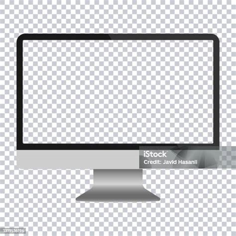 투명 그림자가 있는 흰색 배경에서 격리된 벡터 랩톱입니다 투명한 배경 컴퓨터 모니터에 대한 스톡 벡터 아트 및 기타 이미지