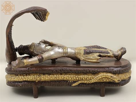 6 Lord Vishnu Brass Statue In Yoga Nidra On Sheshnag Exotic India Art