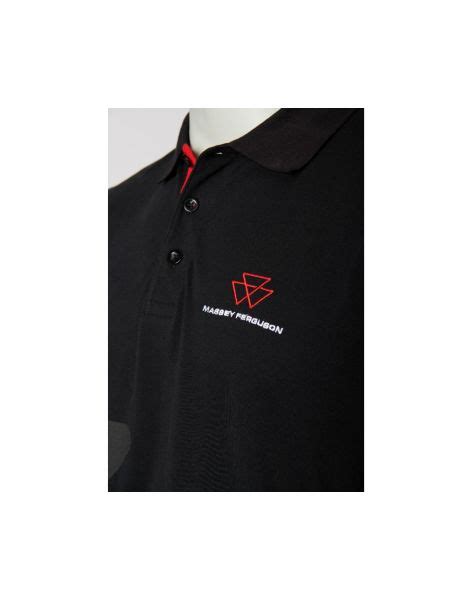 Massey Ferguson Massey Ferguson Mens Black Polo Shirt Official Logo