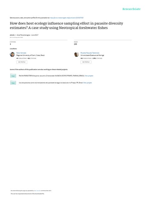 How Does Host Ecology In Uence Sampling Effort In Parasite Diversity