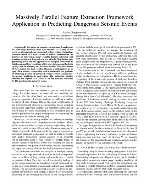 Pdf Massively Parallel Feature Extraction Framework Application In