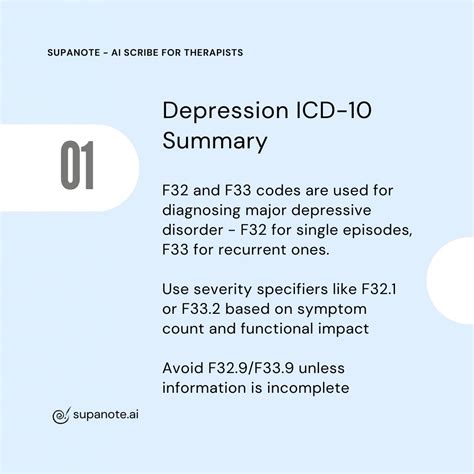 Depression Icd 10 Code And Diagnostic Criteria