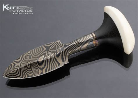 Jim Ferguson Custom Knife Damascus Ebony And Mammoth Push Dagger