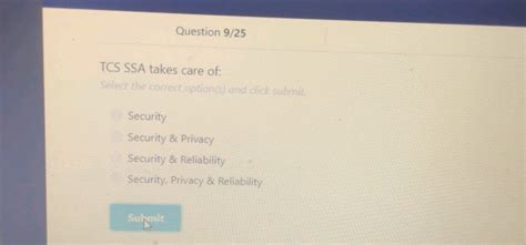Question 9 25 TCS SSA Takes Care Of Select StudyX