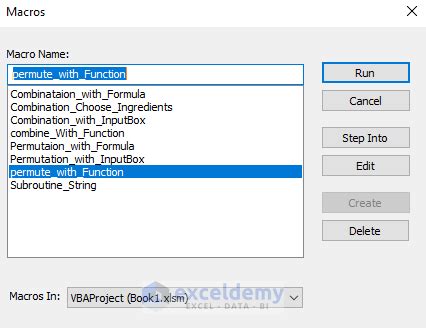 How To Perform Permutation And Combination In Excel VBA
