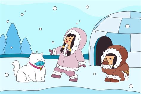 손으로 그린 에스키모 그림 무료 벡터